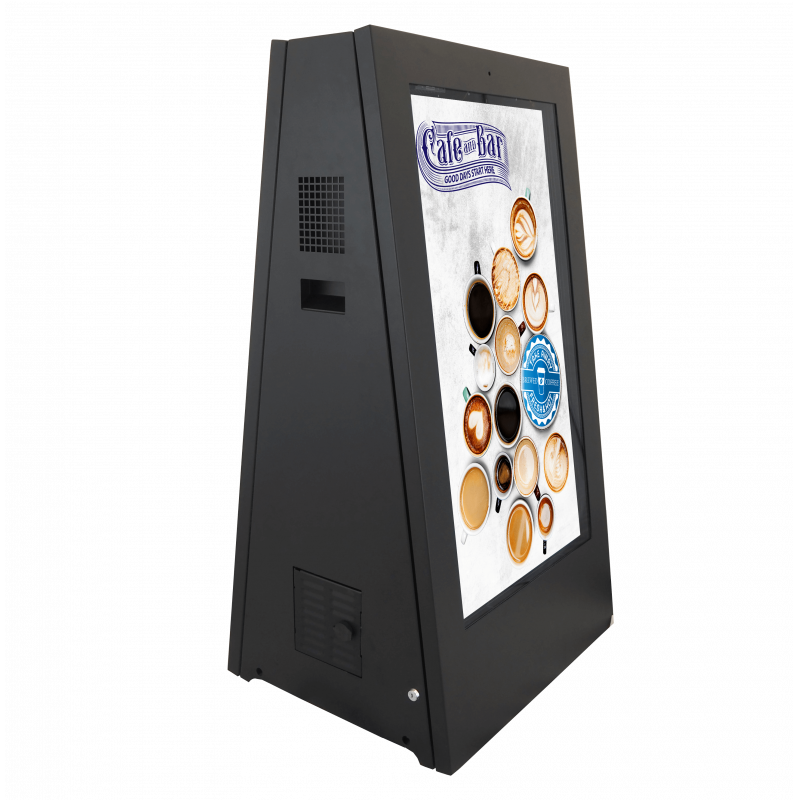 Papan tanda digital A-frame outdoor untuk iklan di depan toko ...